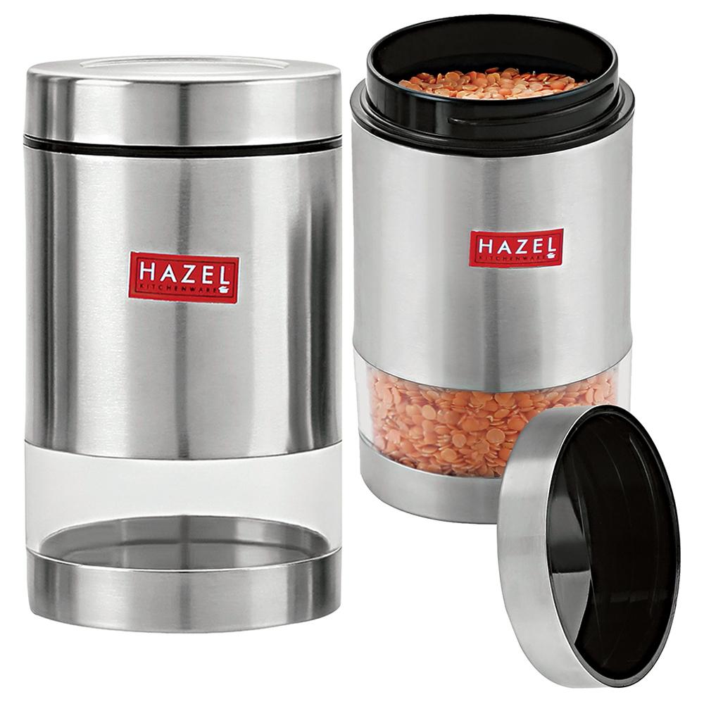 Hazel See Through Stainless Steel Container 550 Ml Set Of 2